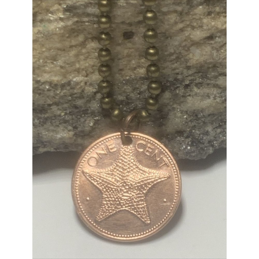 1985 Bahamas 1 C. Coin Pendant 24” Necklace Bahamian … - Gem